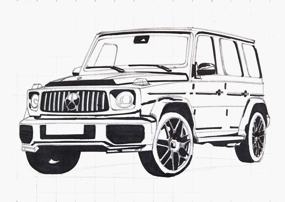 How to Draw a G Wagon - Mercedes AMG G63 Step-by-Step Tutorial
